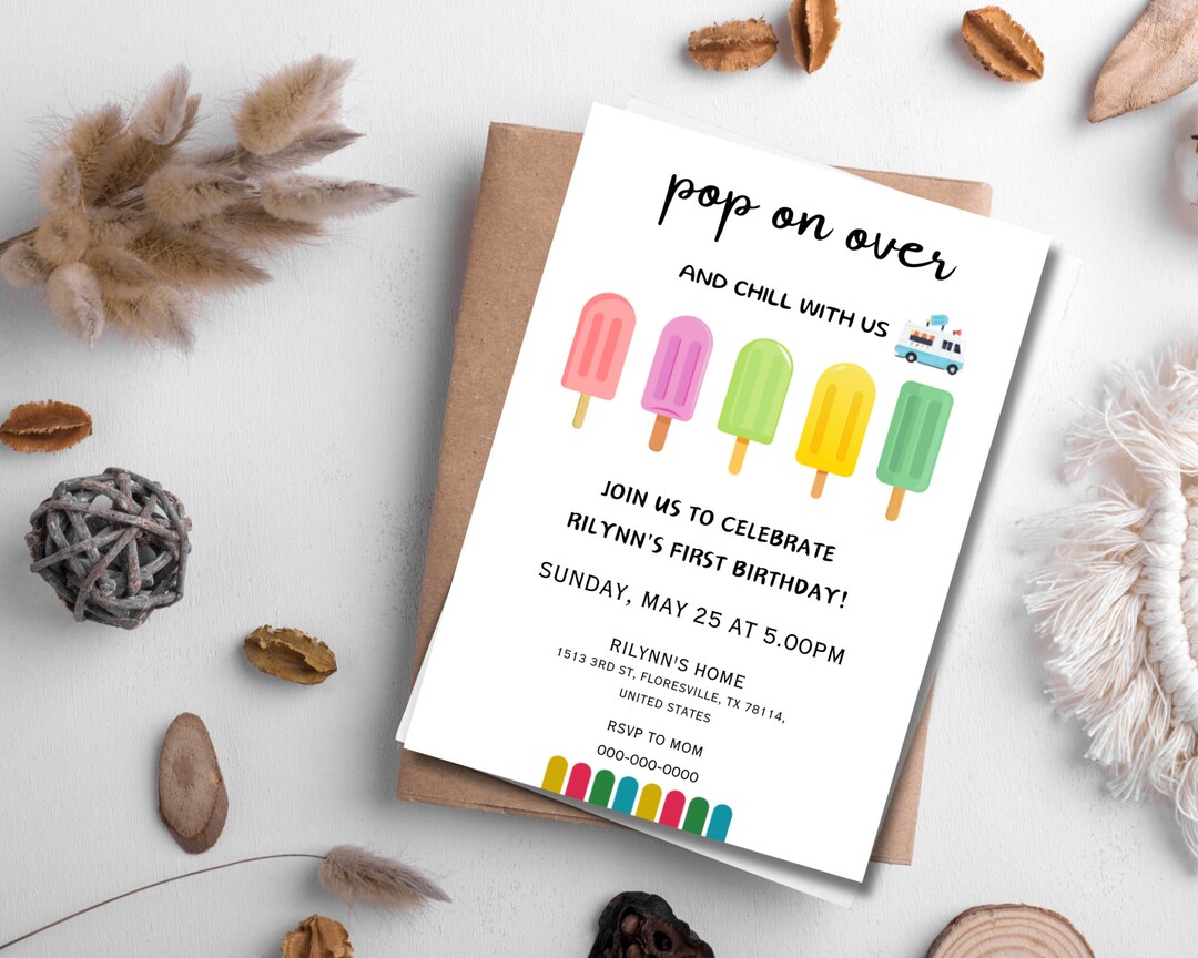 Popsicle Birthday Invitation, Popsicle Birthday Invite, Teen Summer ...