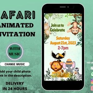 Jungle Safari Video Invitation, Safari Theme Invitation, Animal Theme ...