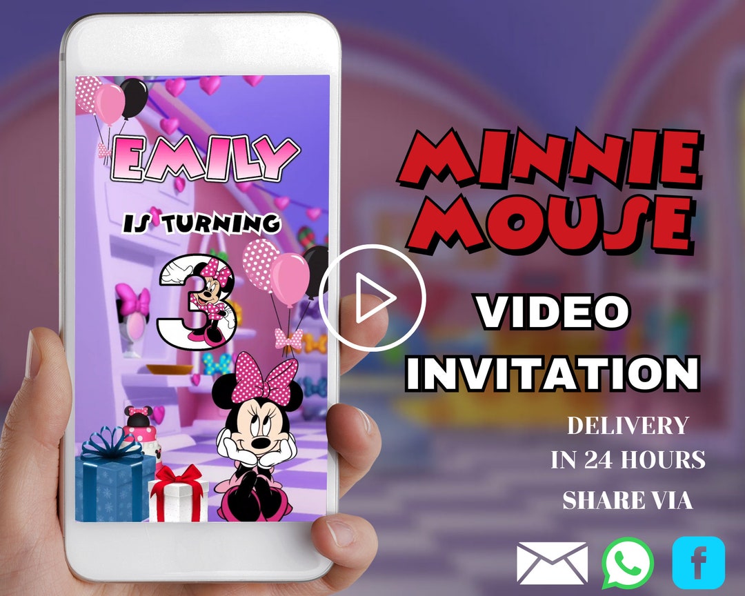 Minnie Mouse Video Invitation, Minnie Mouse Birthday Video Invitation ...