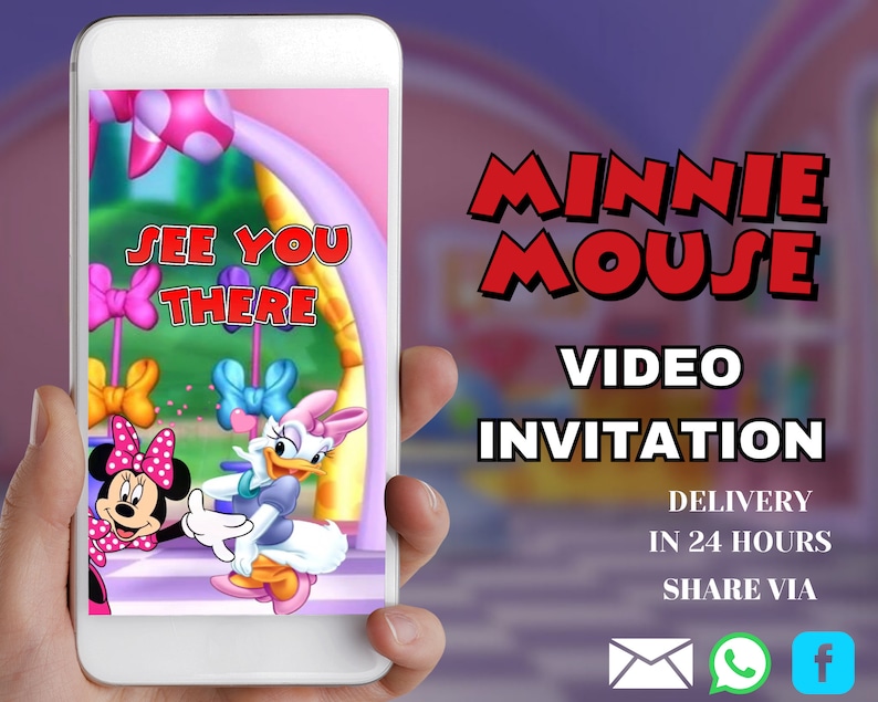 Minnie Mouse Video Invitation, Minnie Mouse Birthday Video Invitation ...