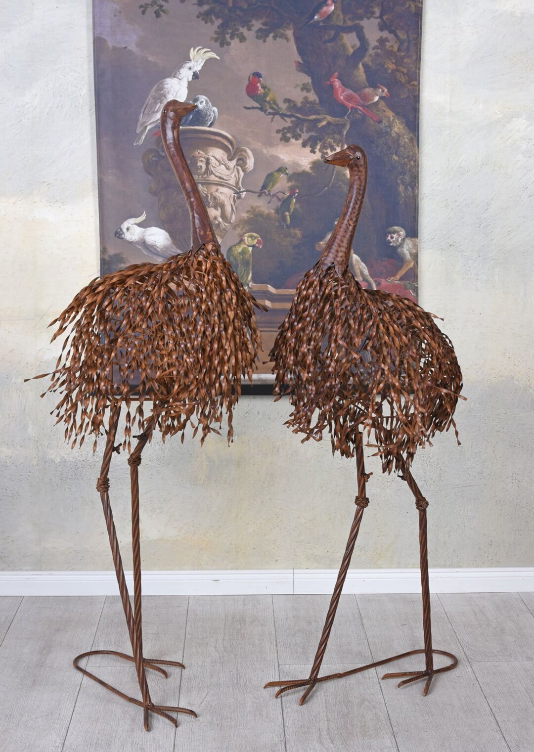 A Pair 2 X of Ostriches Bird Sculpture With Stylized Plumage - Etsy