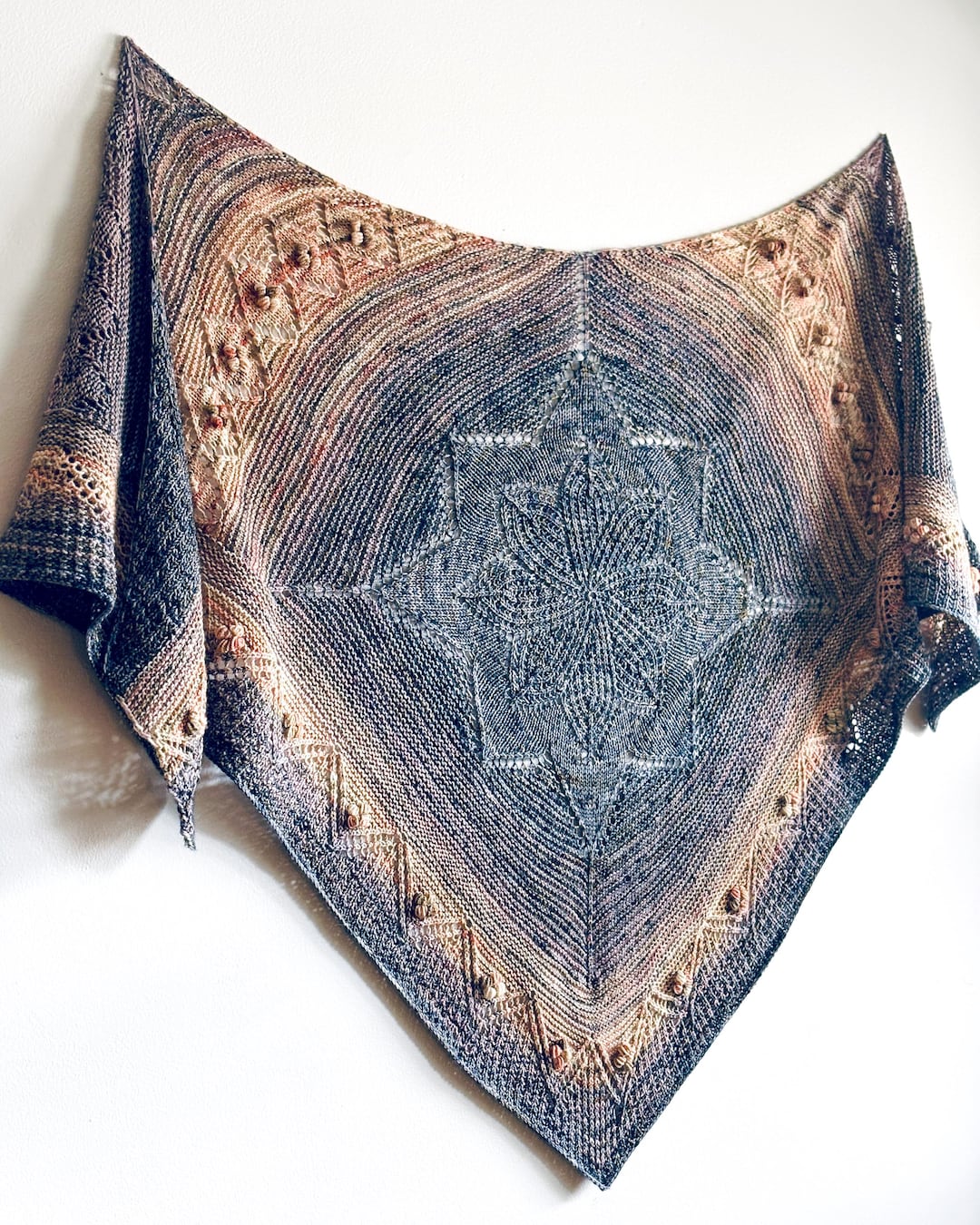 Miraflora Lace Shawl Knitting Pattern: Fading Colors, Floral Design ...