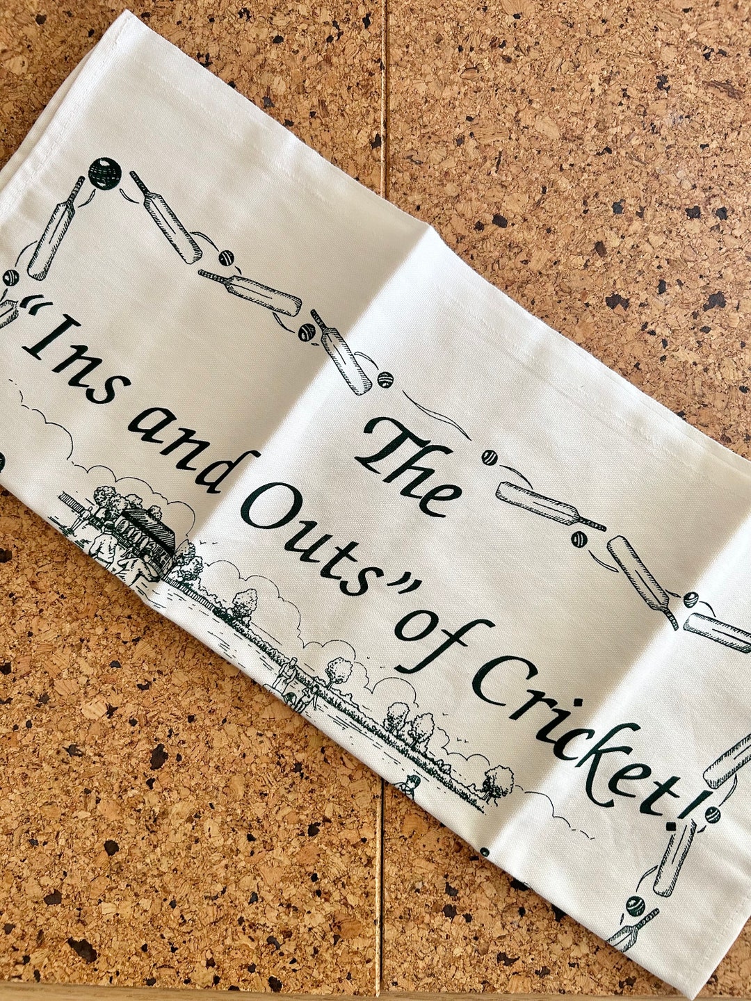 The Ins and Outs of Cricket Tea Towel Souvenir From United Kingdom - Etsy