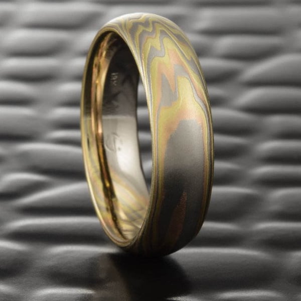 Mokume Engagement Ring - Etsy