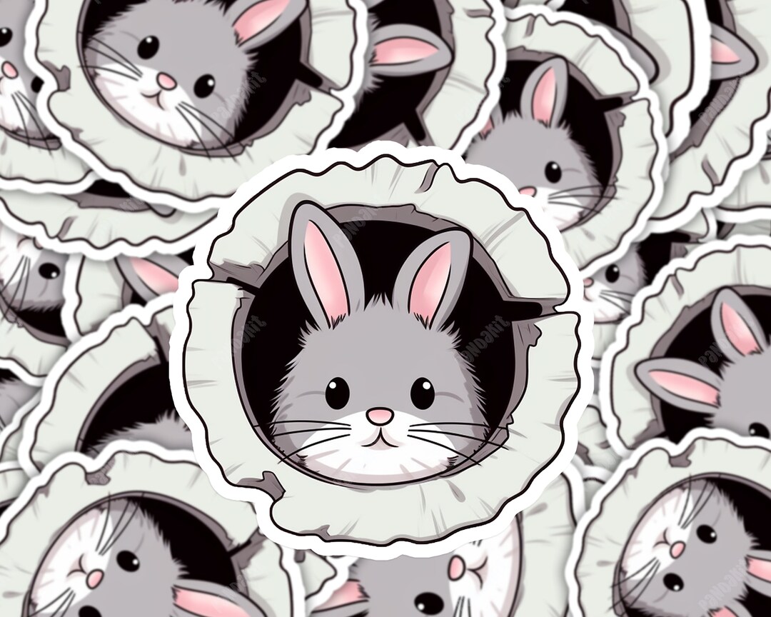 Pandakit's Cute Rabbit in a Hole Sticker - Etsy