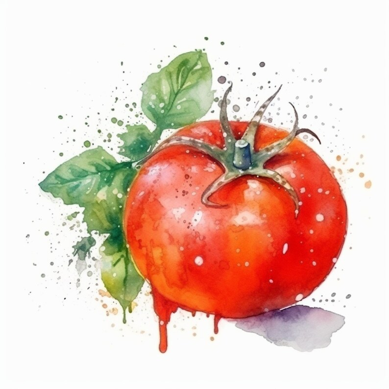 Set of 4* Tomato Watercolor Art Files - Etsy