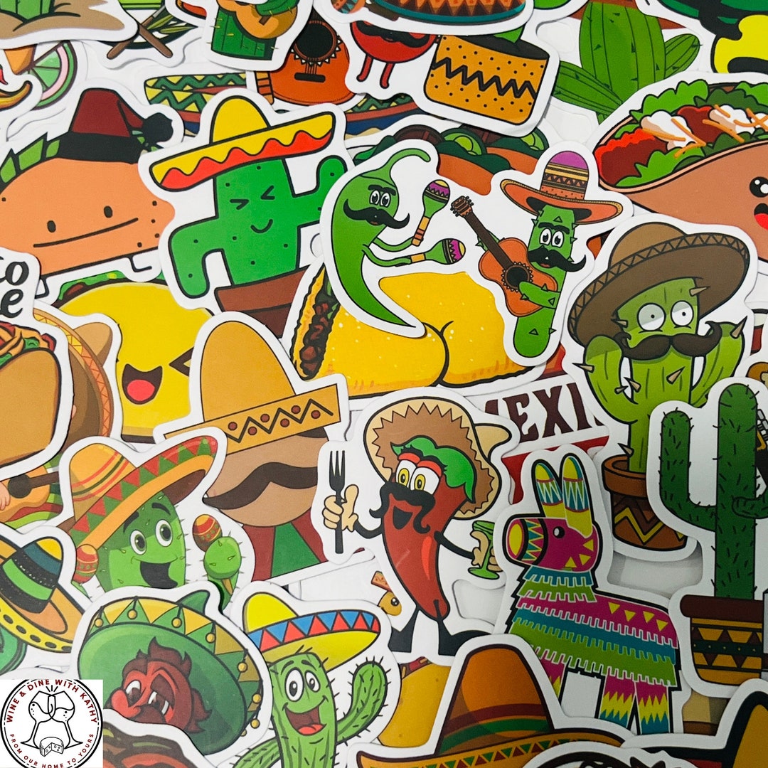Mexican Food Stickers, Taco Stickers, Chili Pepper, Hats, Kawaii ...