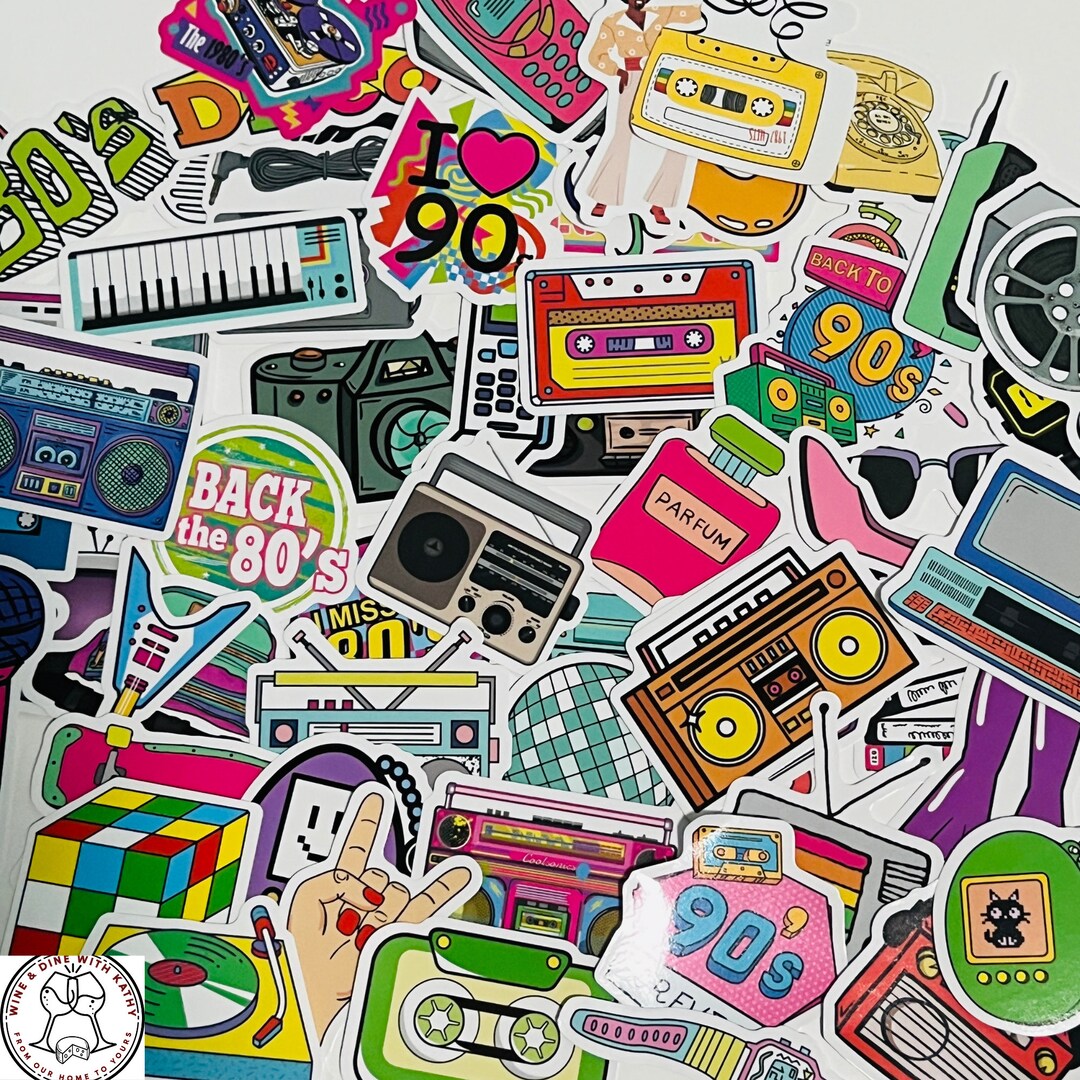 Retro 80s 90s Stickers: Waterproof Vinyl Decals - No Repeats - Etsy