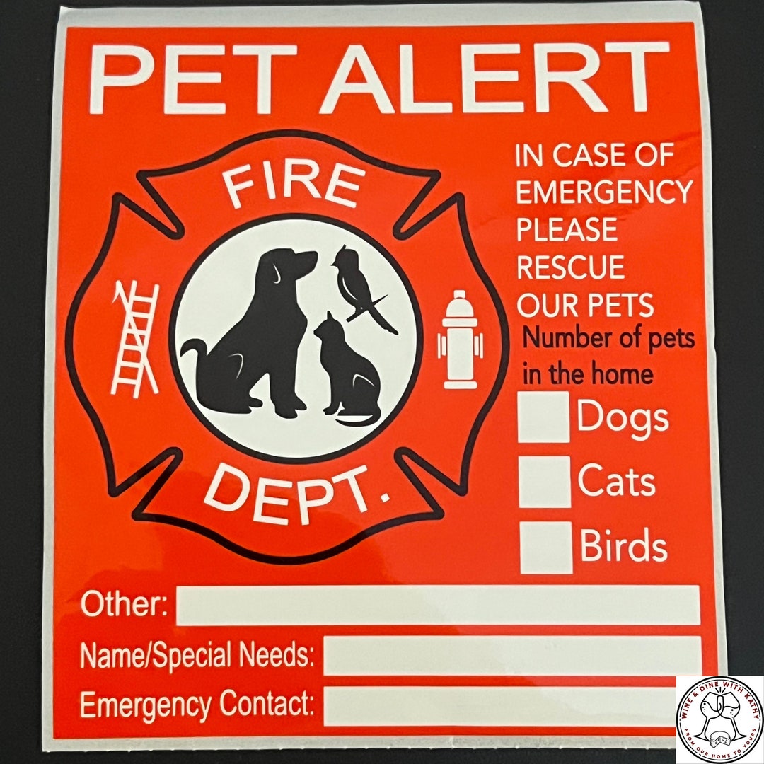 Pet Alert Decals: Rescue Pet Sticker - Emergency Contact (pack of 2) - Etsy