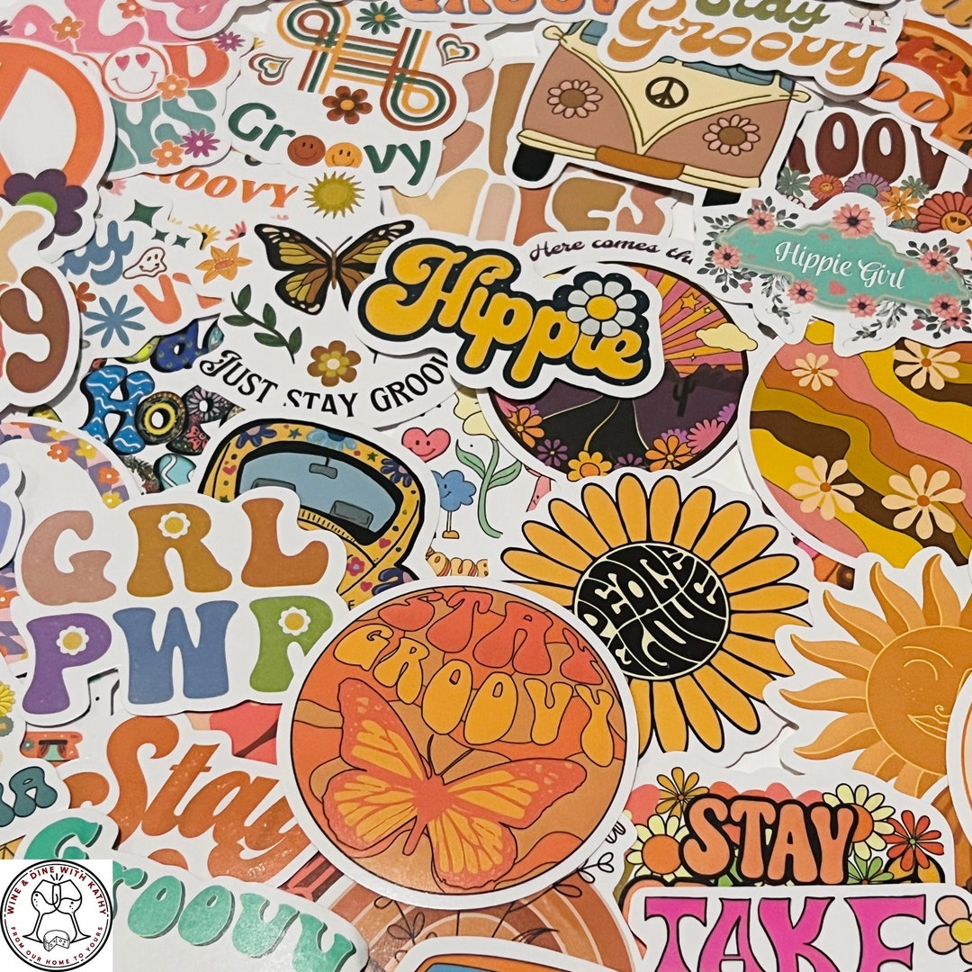 Hippie Stickers, 60's Nostalgia, 60s Boho, Random Sticker Packs 10/20 ...