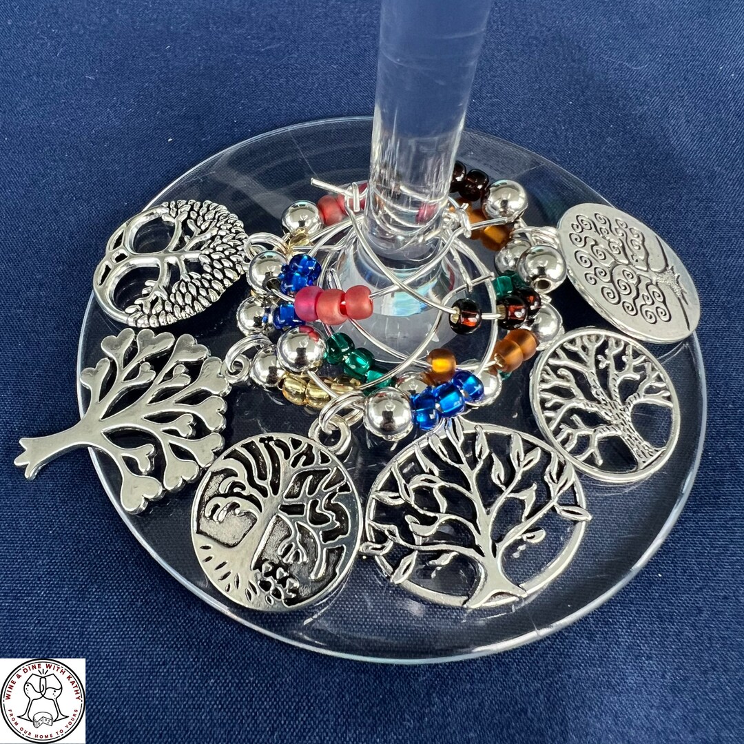 Tree of Life Wine Charm, Family Tree Charm, Viking Glass Markers, Glass ...