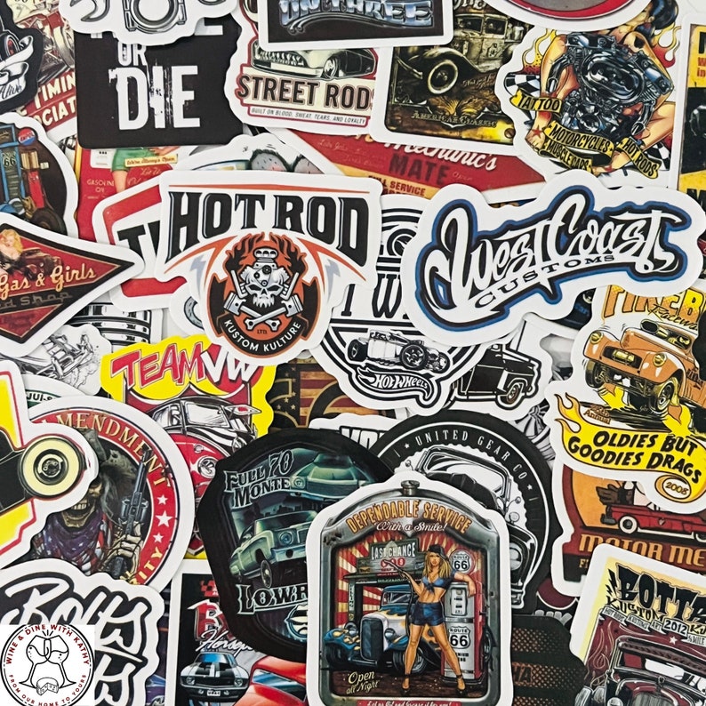 Retro Hot Rod Stickers, Retro Car Stickers, Random Sticker Packs 10/20 ...