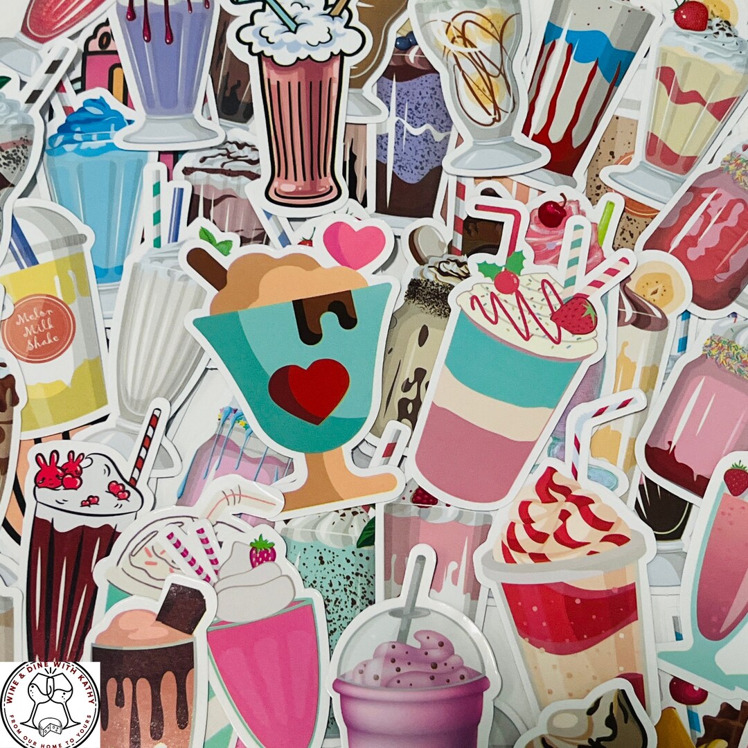 Milkshake Stickers, Ice Cream Float, Dessert, Random Sticker Packs 10 ...