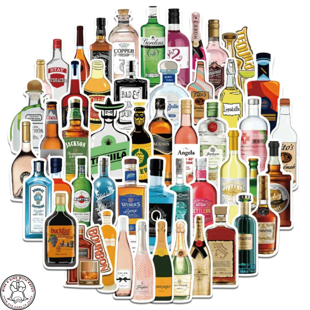 Liquor Bottle Stickers Tequila Wine Champagne Random - Etsy