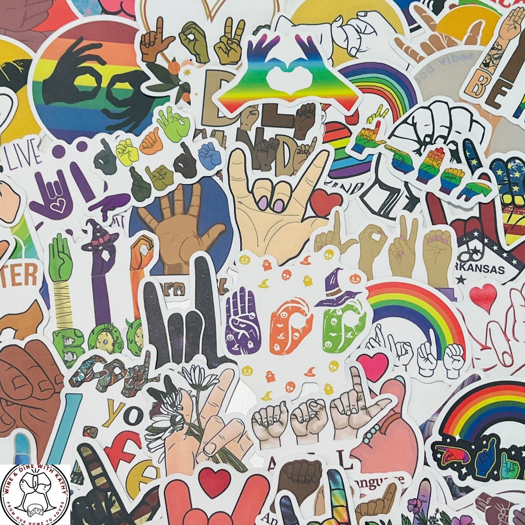 American Sign Language Stickers, ASL Stickers Random Sticker Packs 10 ...