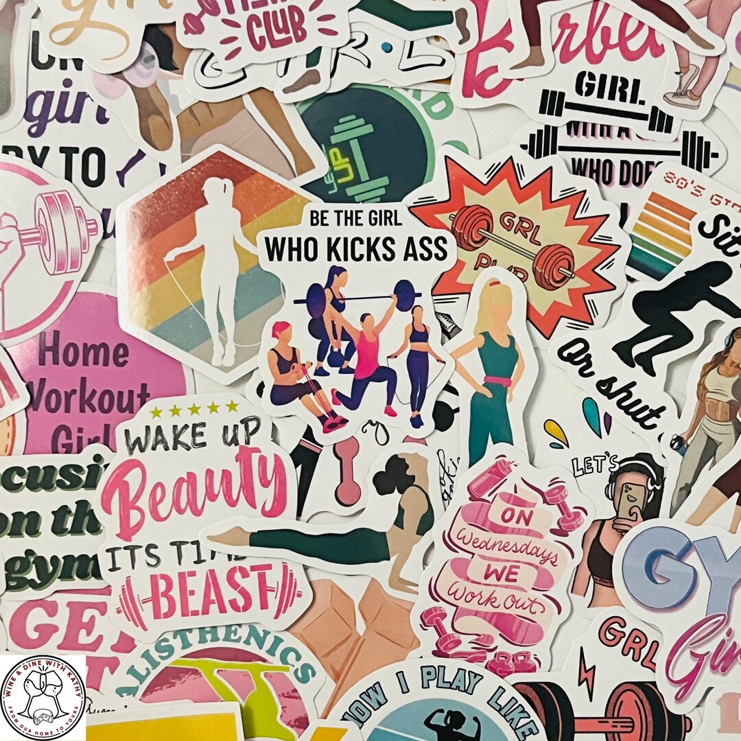 Women's Fitness Stickers, Women Weightlifting, Random Sticker Packs 10 ...