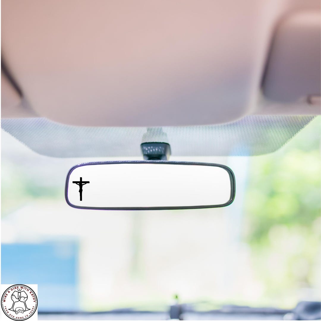 Crusifix Mini Decal, Christian Cross Mini, Rearview Mirror Decal, Mini ...
