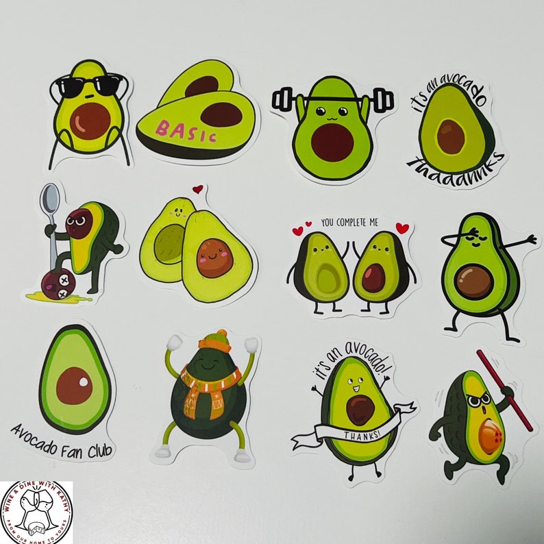 Avocado Sticker, Guac Stickers, Kawaii Avocado Random Sticker Packs 10 ...