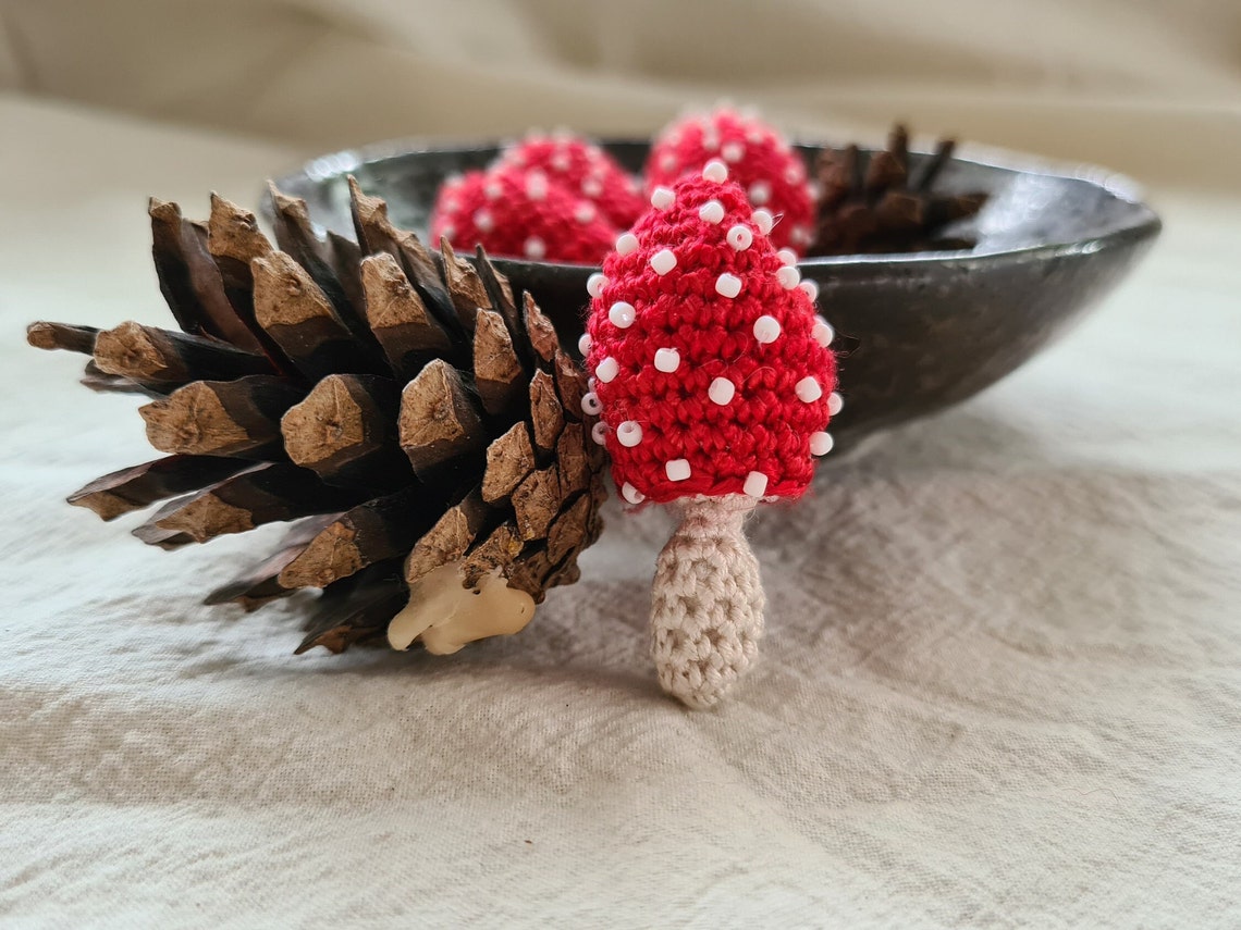 Silk Toadstool Brooch Embroidered With Glass Beads a Unique - Etsy