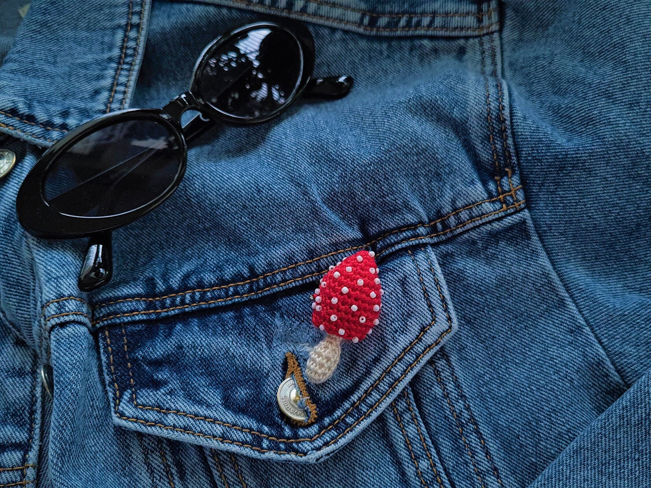 Silk Toadstool Brooch Embroidered With Glass Beads a Unique - Etsy