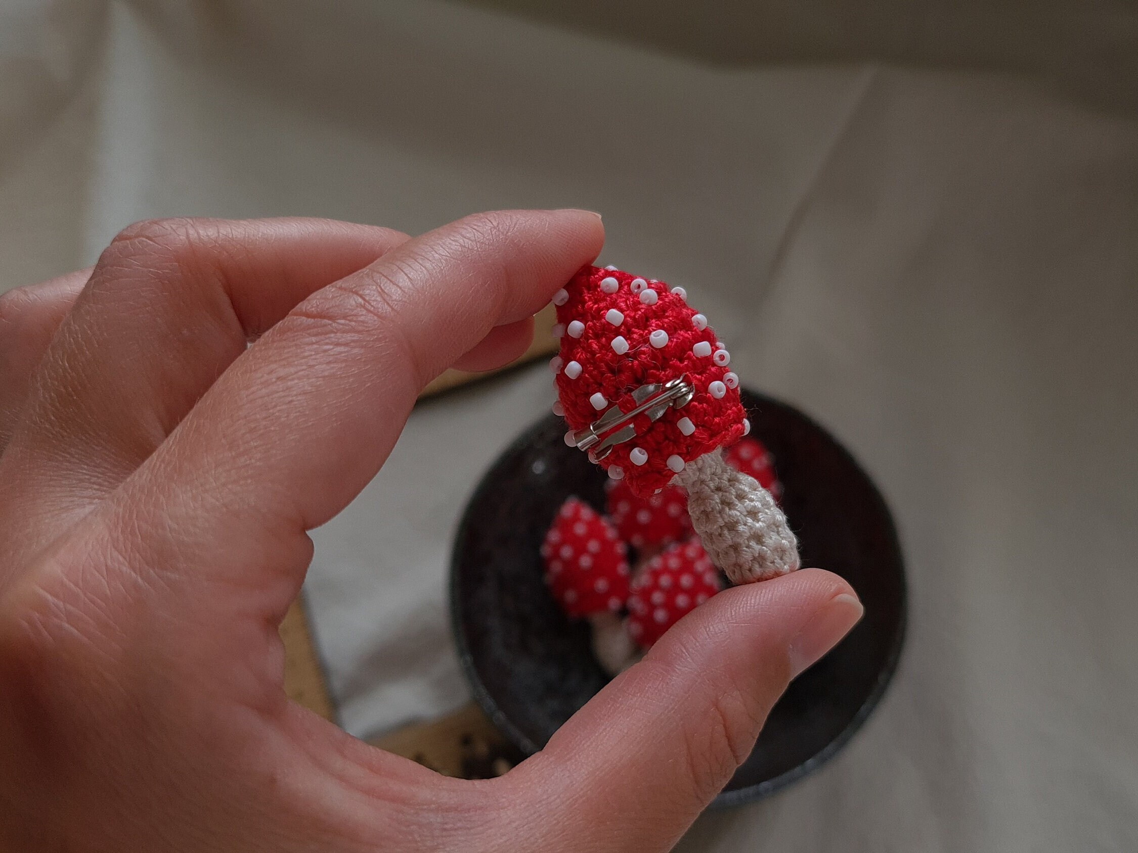 Silk Toadstool Brooch Embroidered With Glass Beads a Unique - Etsy