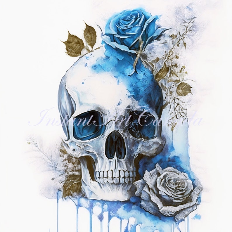 Skull and Roses Clipart - 5 Pack - High Quality Jpgs - Instant Digital ...