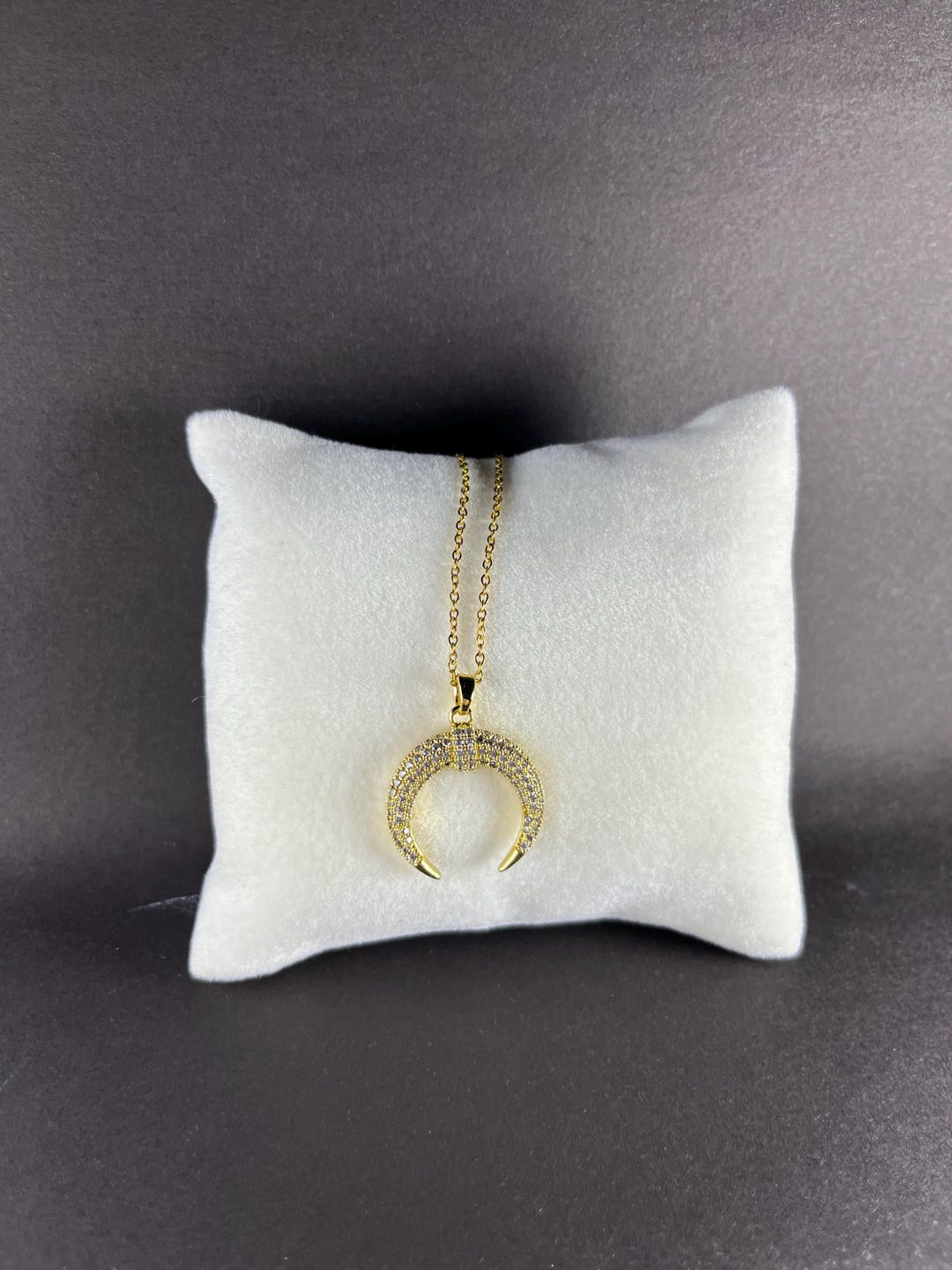 Gold Crescent Moon Necklace – Reversed Moon Pendant – Dainty Celestial ...