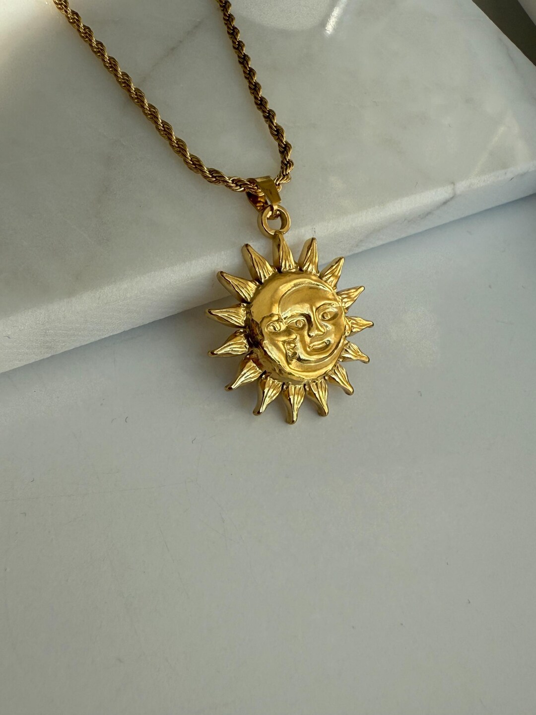 Handcrafted Sun Necklace • Detailed Solar Pendant • Celestial Jewelry ...