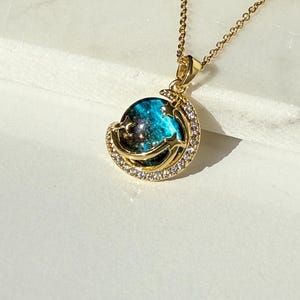 Gold-toned Ocean Necklace – Elegant Sea-themed Jewelry, Wave Pattern ...