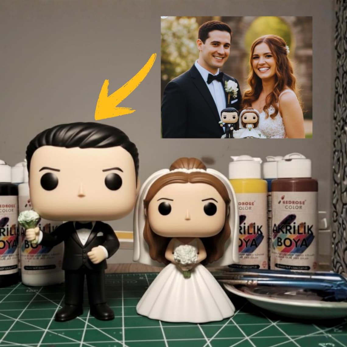 Personalized Wedding Pop Figurine Action Figure , Newlywed Couple ...