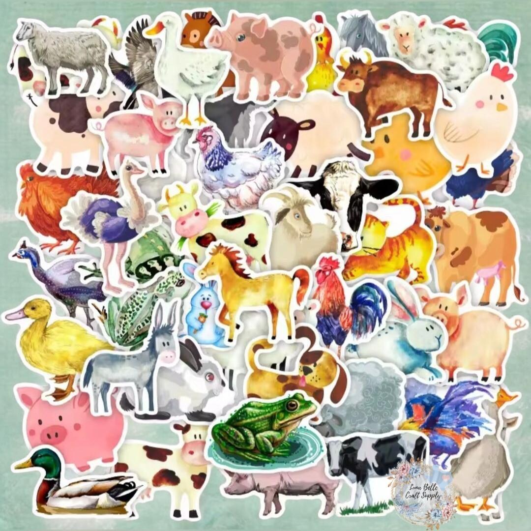 50 Pcs Farm Animals Chickens Cows Pigs Horses Lovers Stickers - Etsy