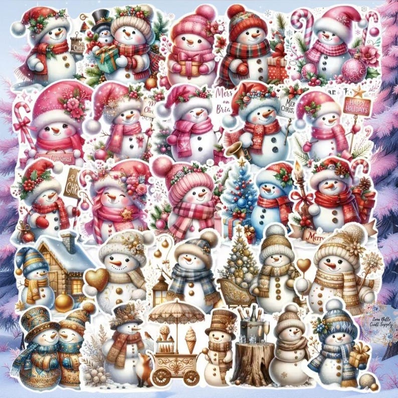 25 Pcs Snowman Christmas Stickers - Etsy