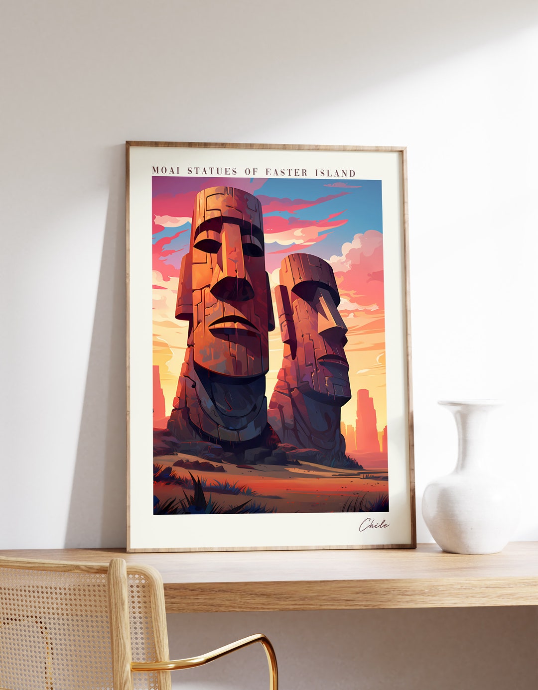 Moai Statues of Easter Island Travel Poster | Chile Travel Decor ...