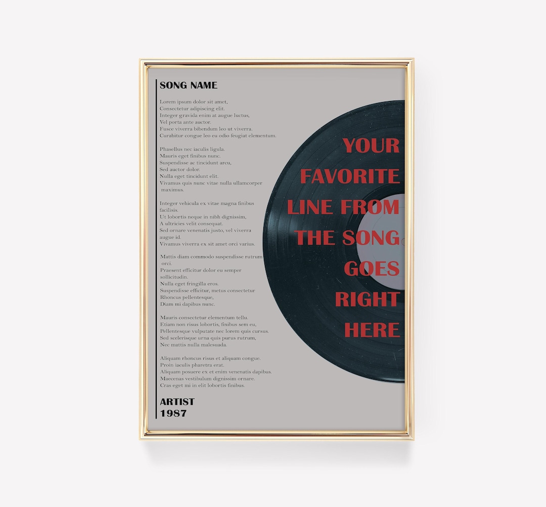 Custom Lyric Print | Vinyl Lyric Print | Song Wall Art | Custom Lyric ...