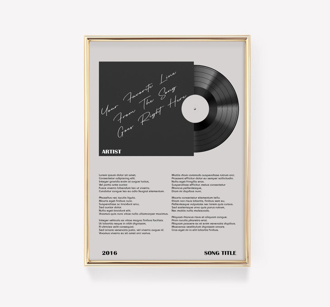 Custom Lyric Print | Vinyl Lyric Print | Song Wall Art | Custom Lyric ...