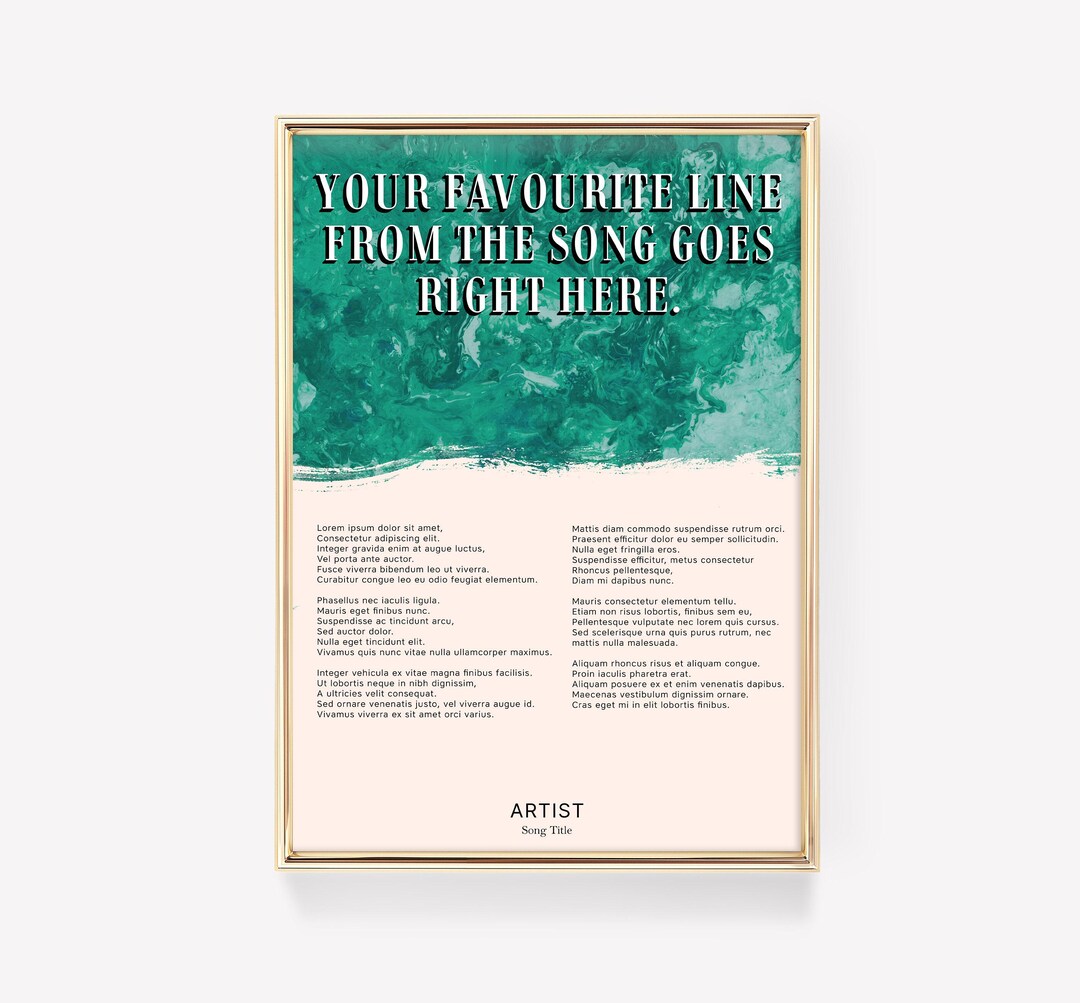 Custom Lyric Poster | Lyric Wall Art | Custom Music Poster | Song Print ...