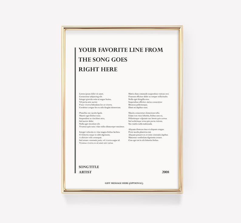 Lyric Poster | Lyric Wall Art | Music Poster | Custom Song Lyric Print ...