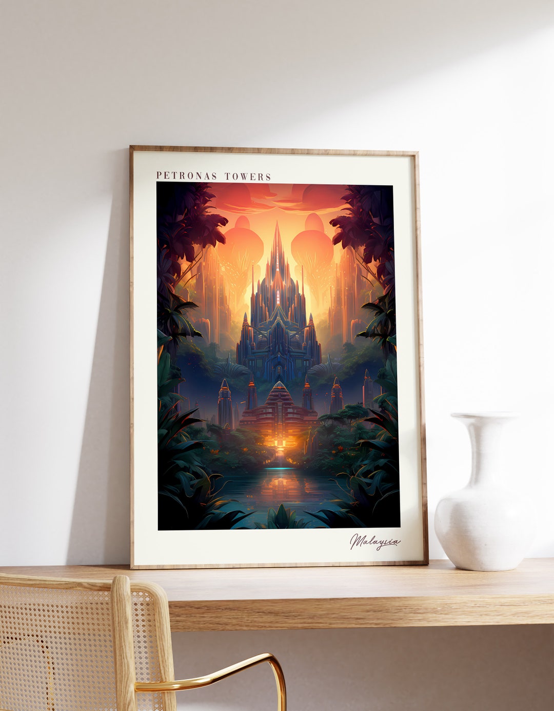 Petronas Towers Travel Poster | Malaysia Travel Decor | Malaysia Poster ...