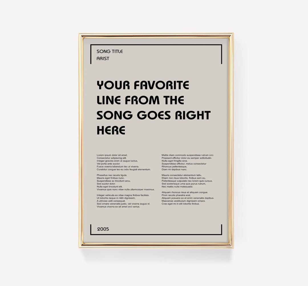 Lyric Wall Art | Lyric Poster | Music Poster | Custom Song Lyric Print ...