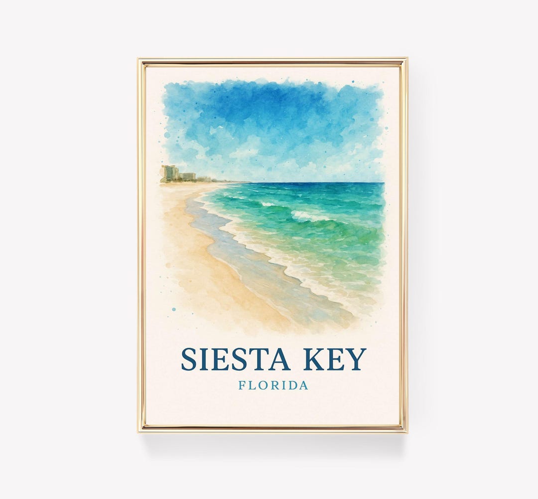 Siesta Key Travel Poster, Florida Wall Art, Siesta Key Print, Vintage ...