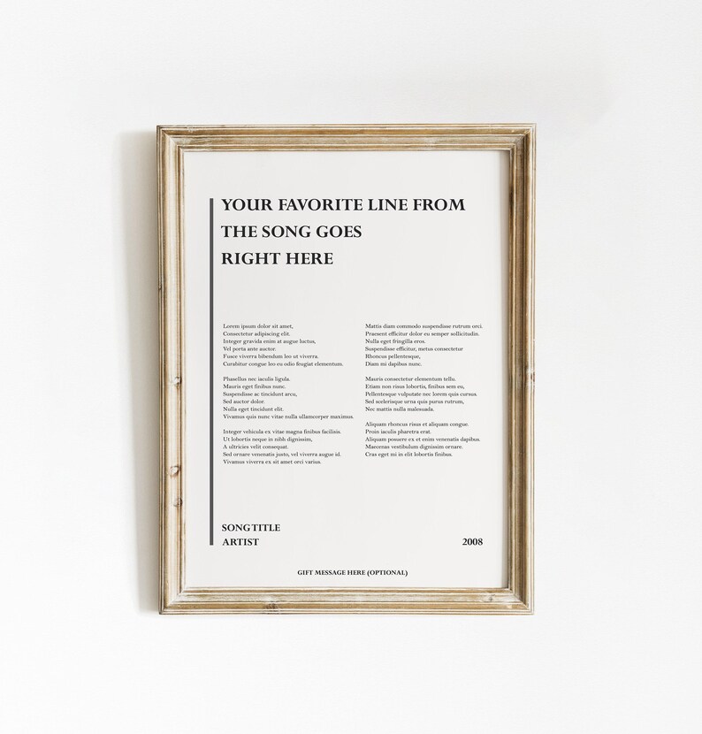 Lyric Poster | Lyric Wall Art | Music Poster | Custom Song Lyric Print ...