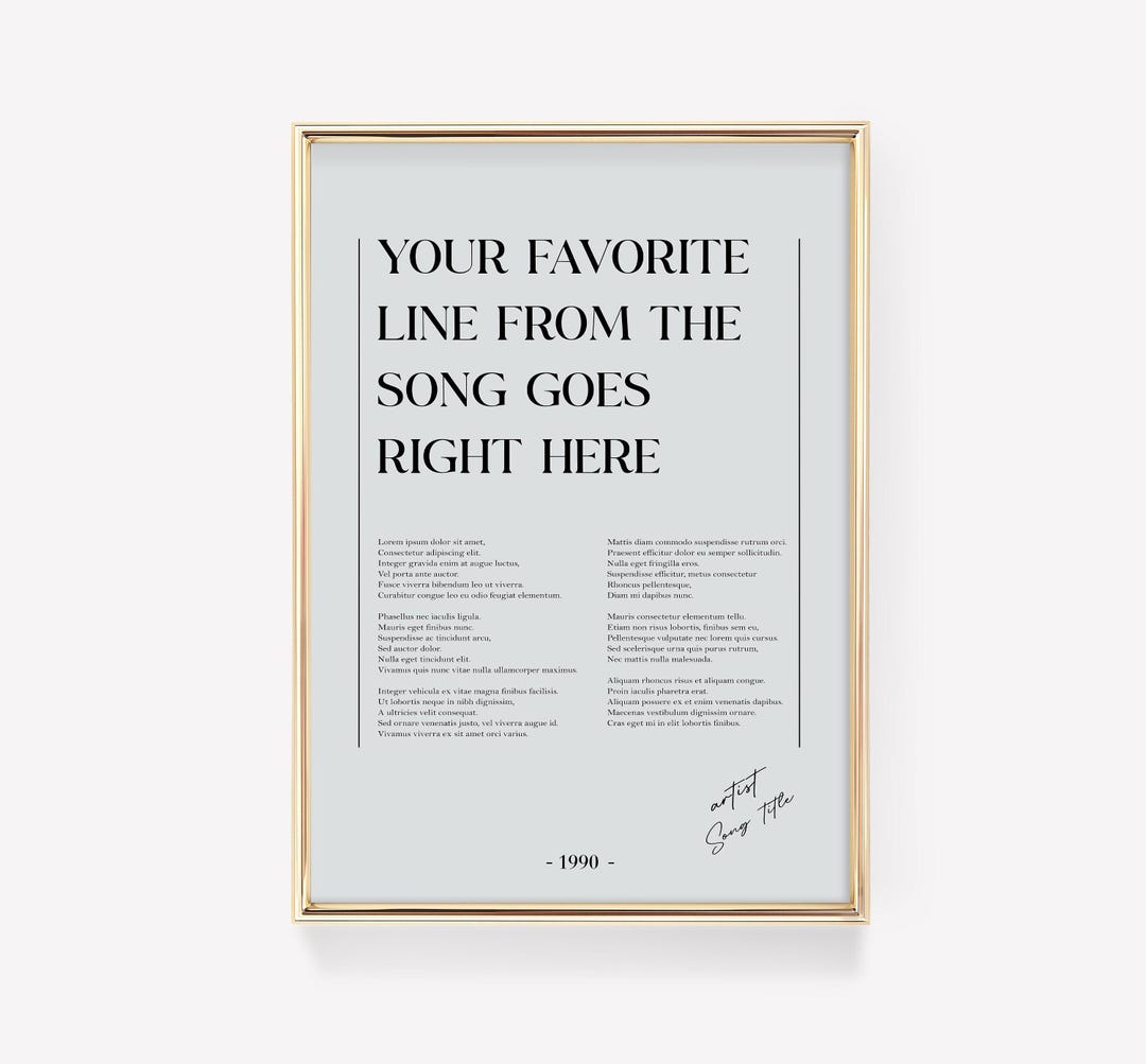 Lyric Poster | Lyric Wall Art | Music Poster | Custom Song Lyric Print ...