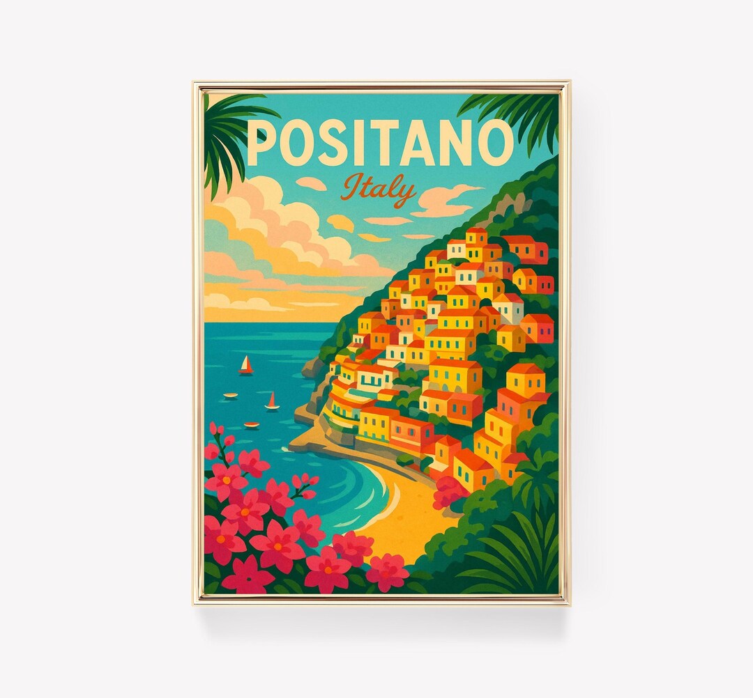 Positano Travel Poster, Italy Wall Art, Positano Print, Italian Wall ...