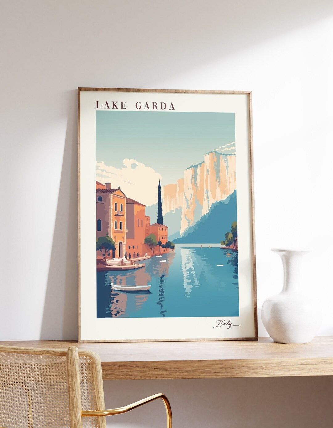 Italy Travel Poster | Lake Garda Travel Decor | Lake Garda Artwork ...