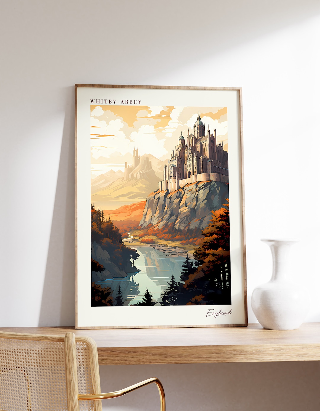 Whitby Abbey Travel Poster | England Travel Decor | England Poster ...