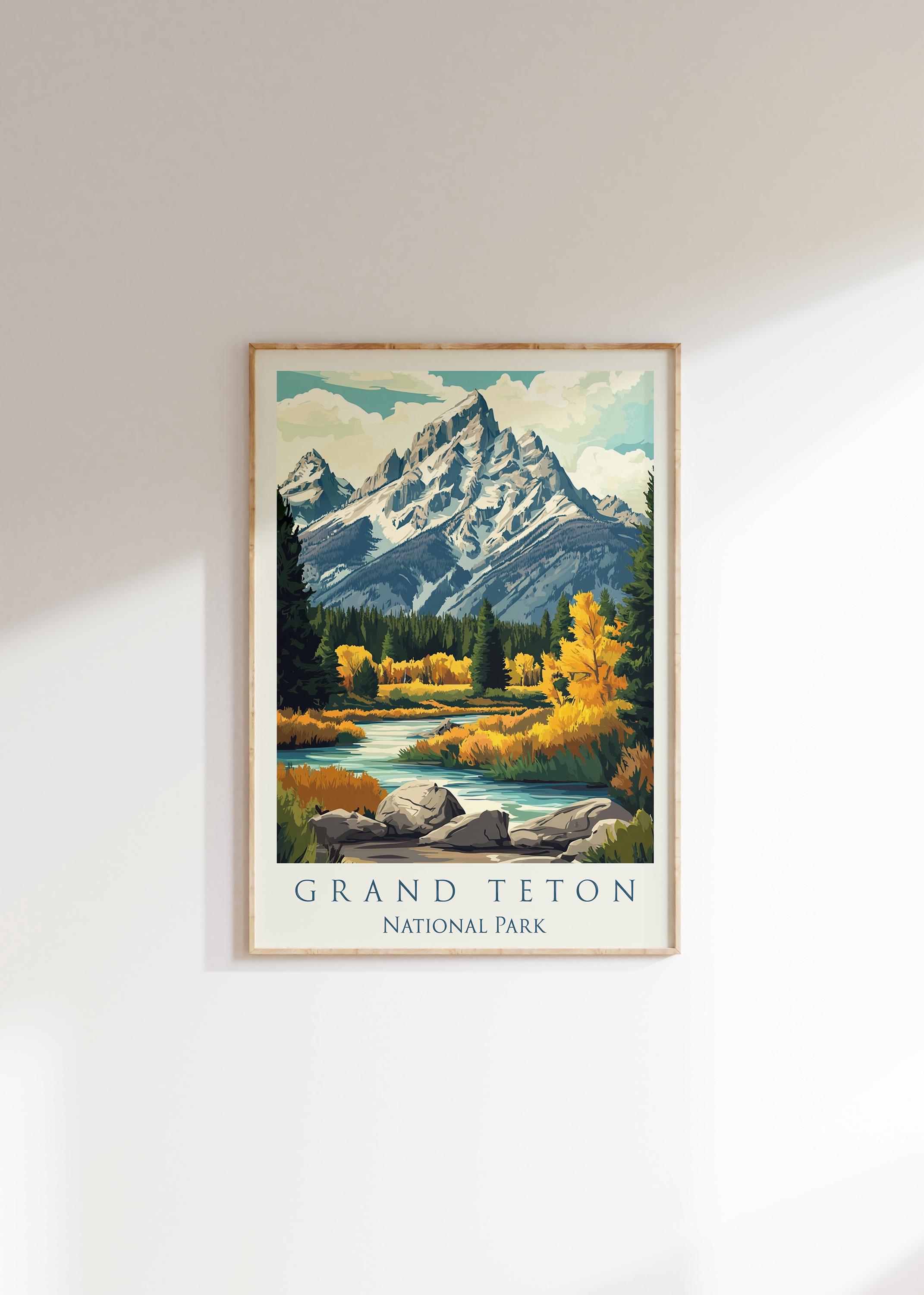 Grand Teton Travel Poster | Grand Teton Travel Decor | National Park ...