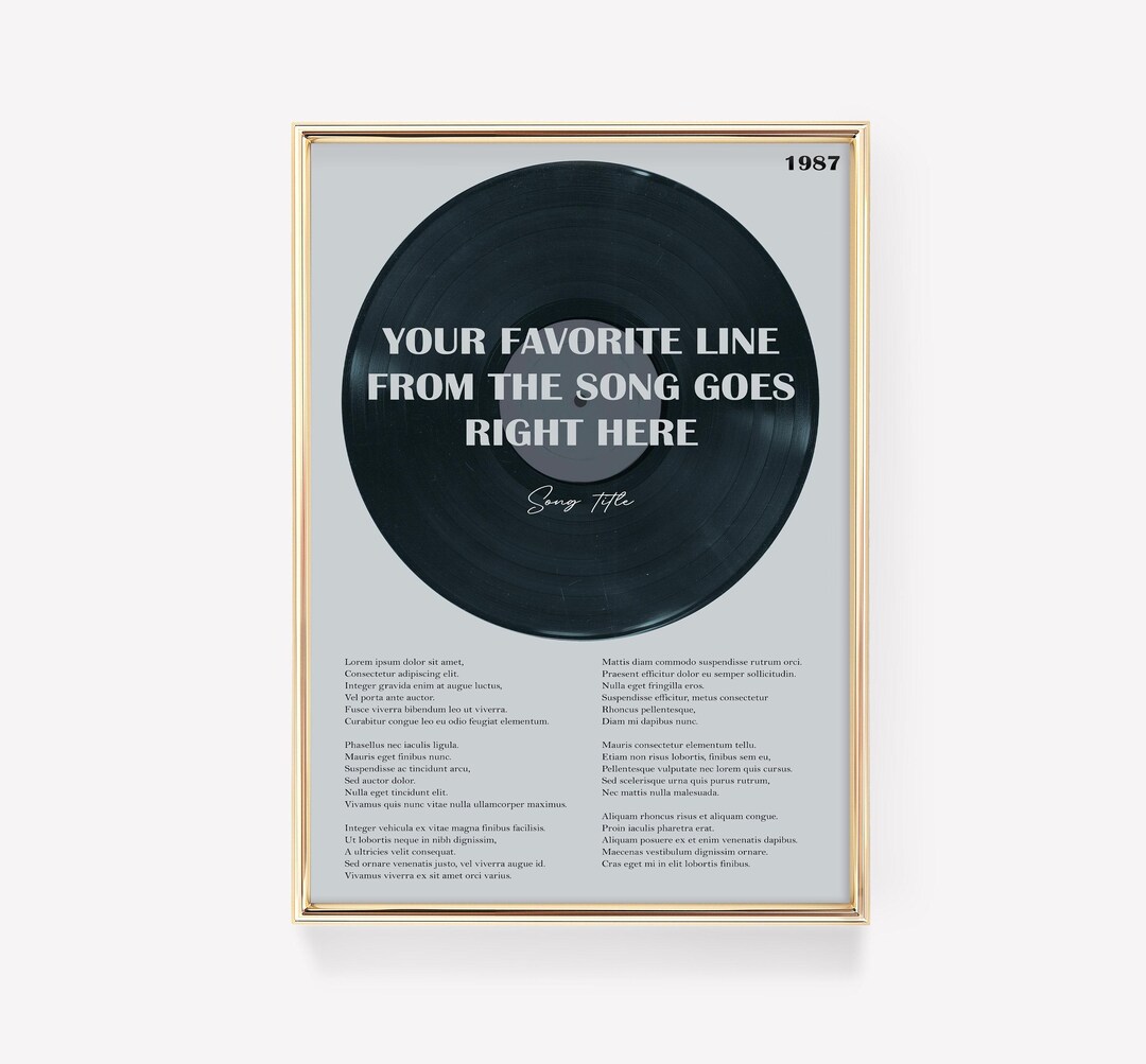 Custom Lyric Poster | Vinyl Lyric Art Print | Song Wall Art | Custom ...