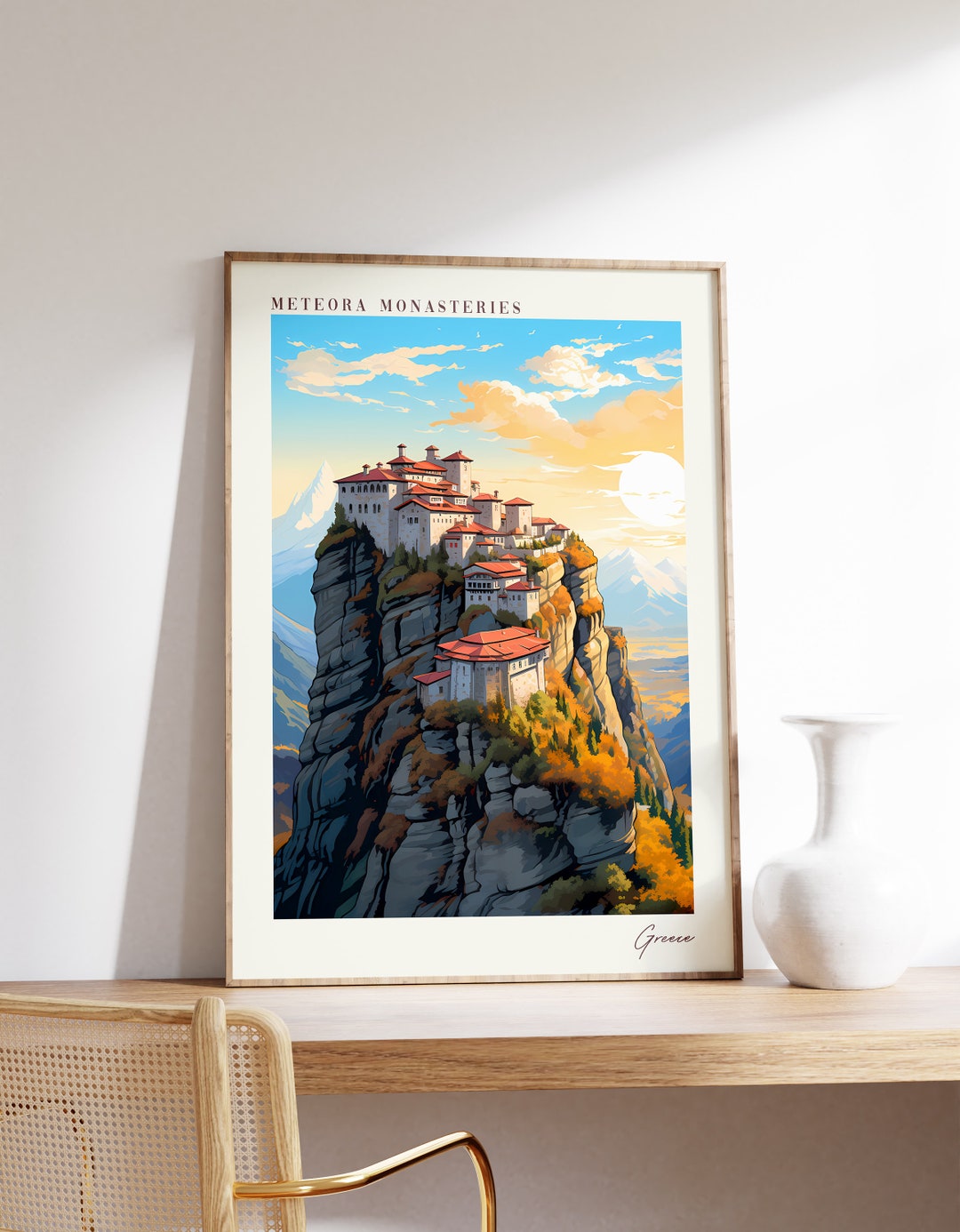 Meteora Monasteries Travel Poster | Greece Travel Decor | Greece Poster ...