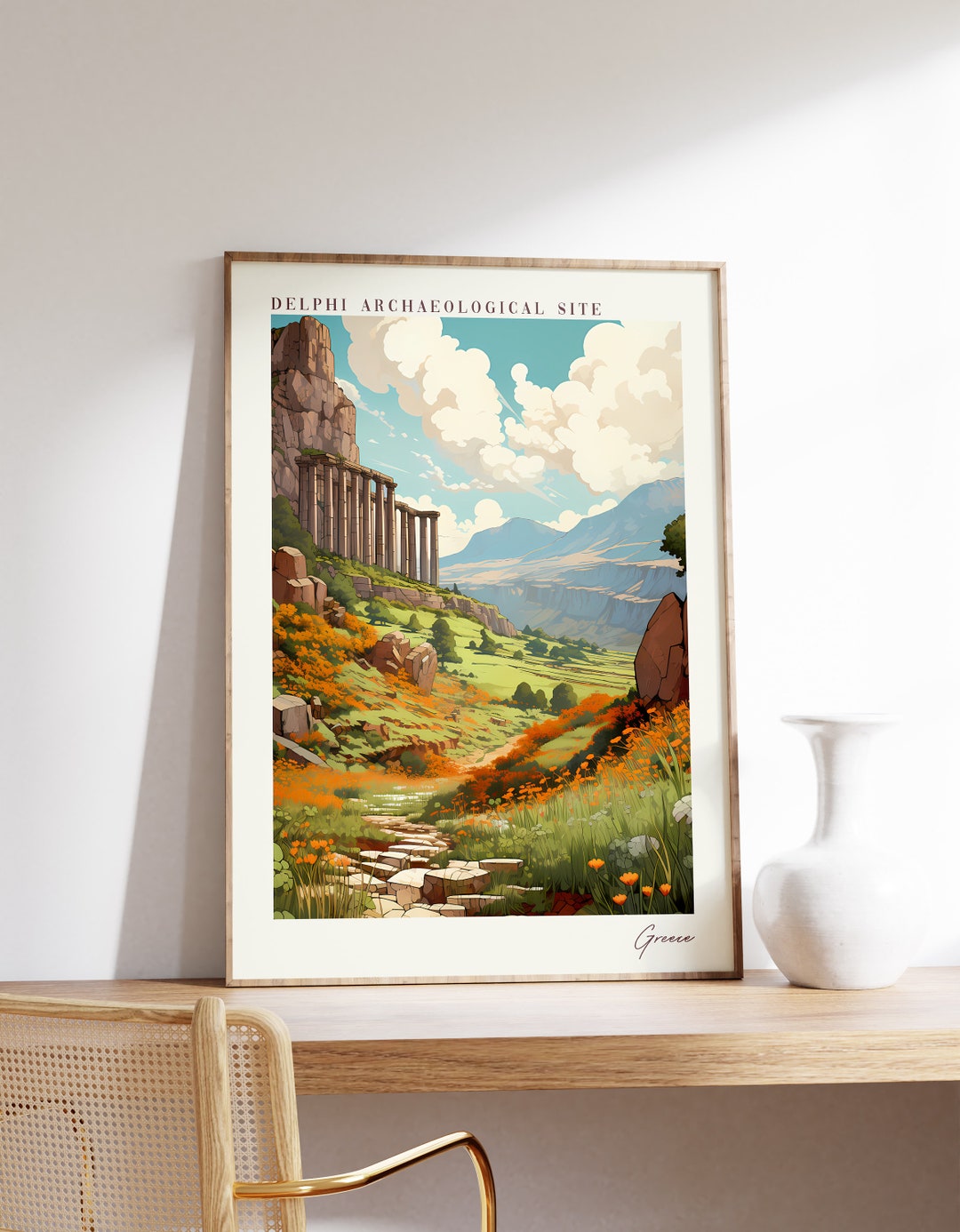 Delphi Archaeological Site Travel Poster Greece Travel Decor Greece Poster Delphi 