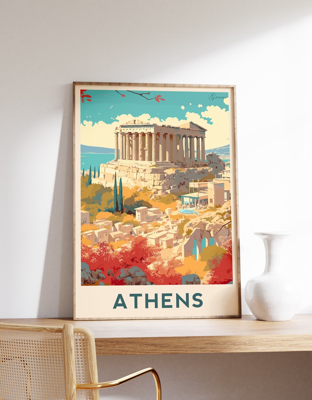 Athens Travel Poster | Greece Travel Decor | Greece Artwork | Greece ...